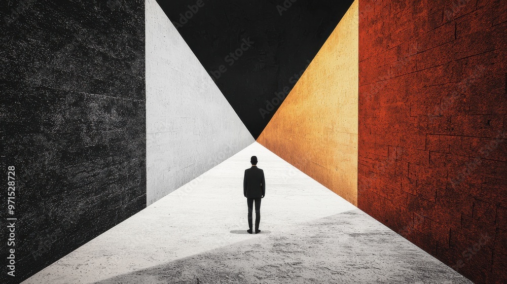 A person standing in front of a path that splits into different ...