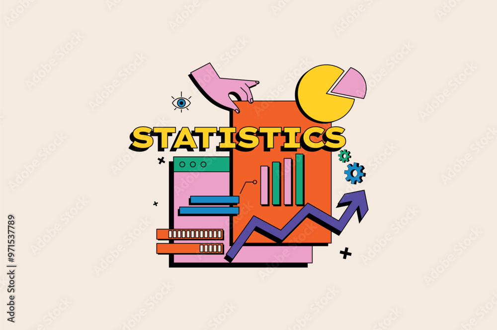 Statistical analysis concept in the flat cartoon style. Modern graphic ...