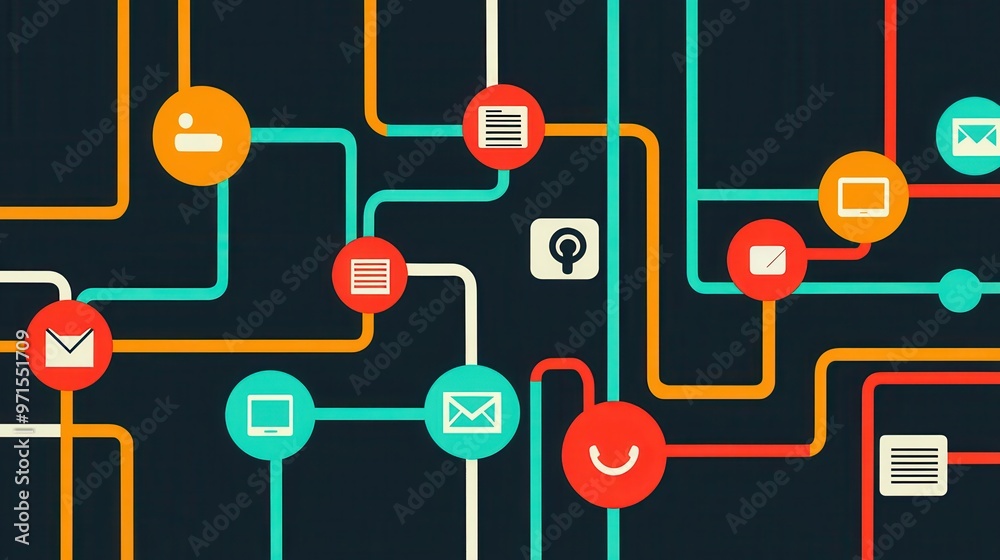 CRM Communication Pathways: Multiple digital pathways intersecting and ...