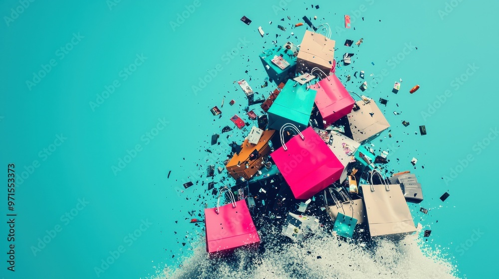 Collapsing Shopping Pyramid: A pyramid of shopping bags and consumer ...