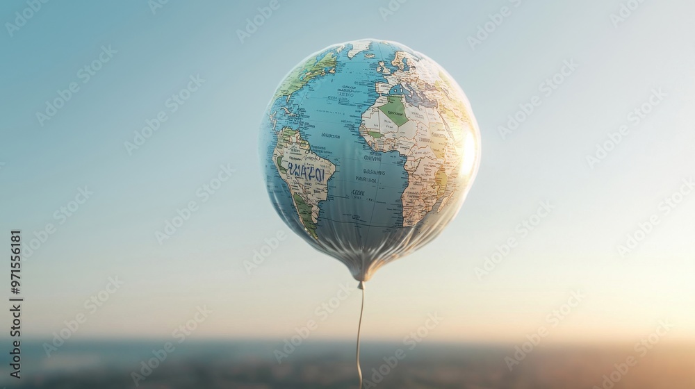 Deflating Globe: A globe-shaped balloon slowly deflating, with sagging ...