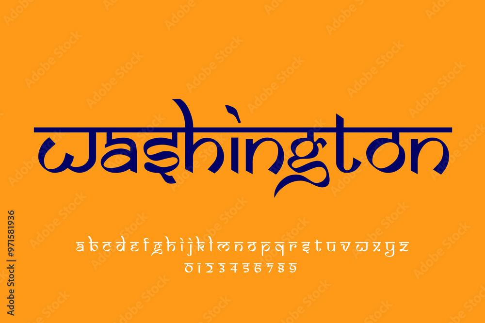 USA state Washington text design. Indian style Latin font design ...
