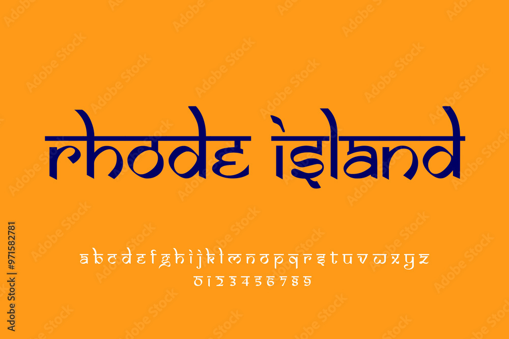 USA state Rhode Island text design. Indian style Latin font design ...