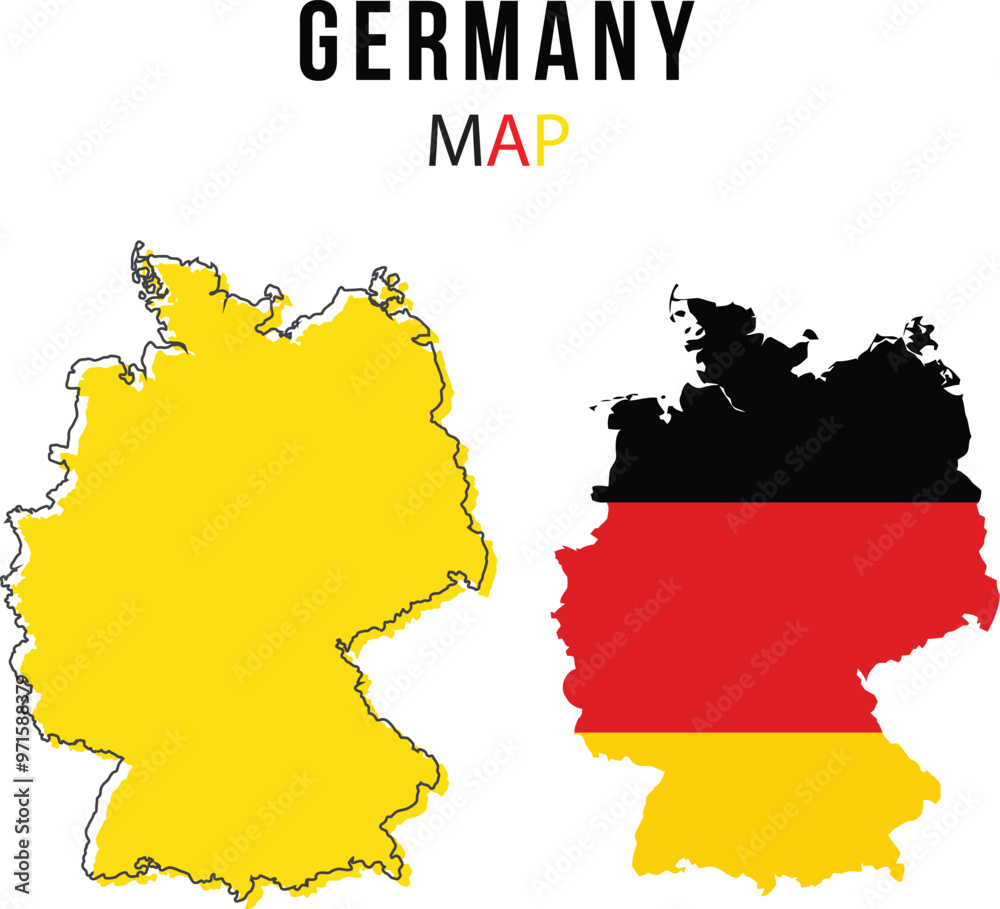 Germany Map Flag. Map of the Federal Republic of Germany with the ...