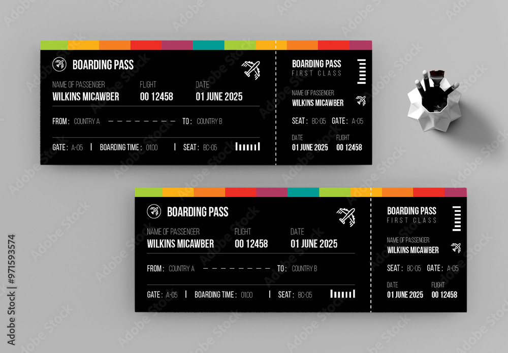 Boarding Pass Event Ticket Layout Stock Template | Adobe Stock