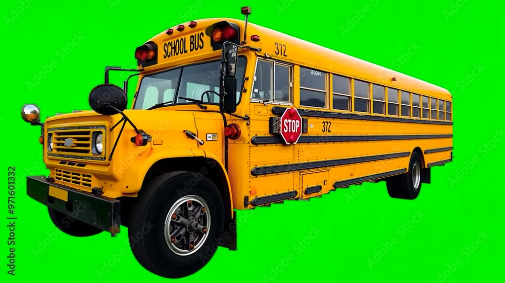 Animated Yellow School Bus on Green Screen or Chroma Key Background ...
