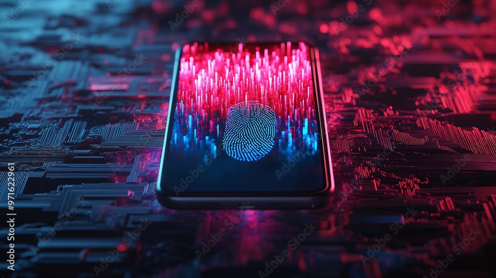 Smartphone with mobile payment and secure checkout displayed in a sleek ...