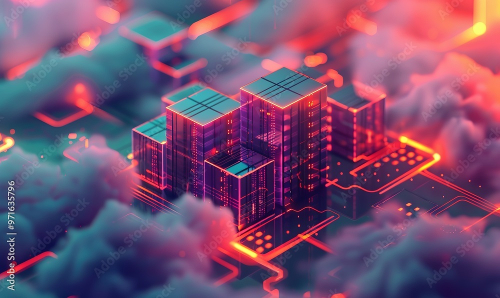 infrastructure cloud tech background illustration scalability ...