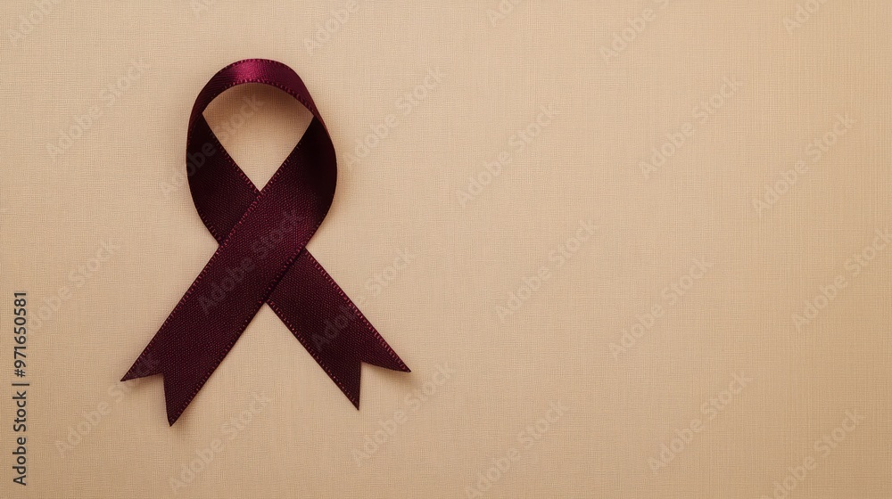 Rich Burgundy Ribbon Against Tan Canvas: Symbolizing Compassion and ...