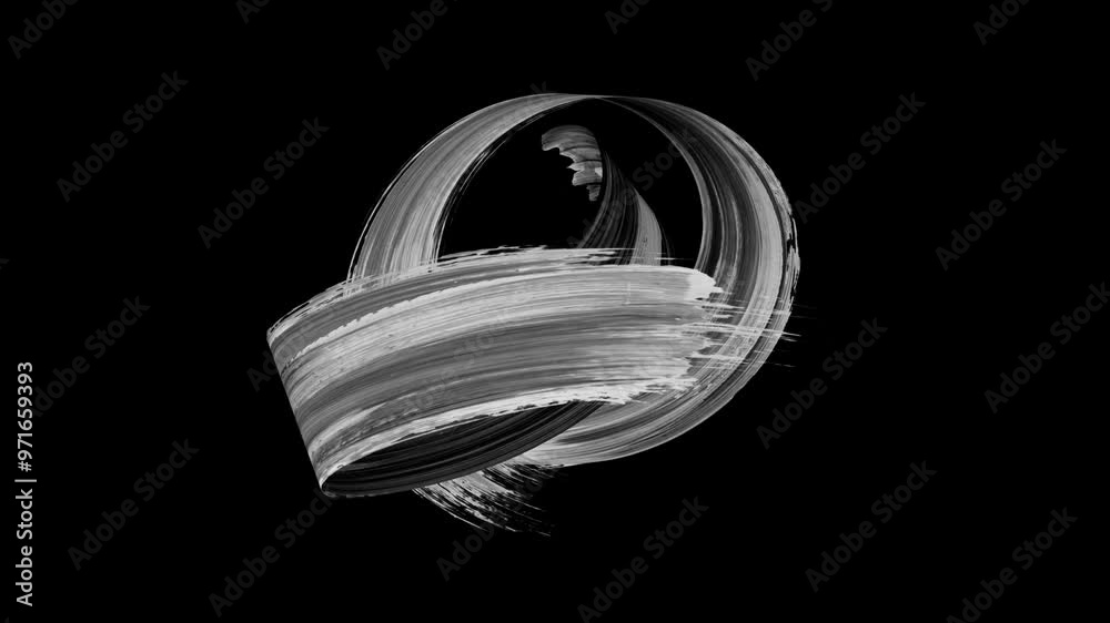 creative 3D animation. Animated black and white smear. Monochrome brush ...