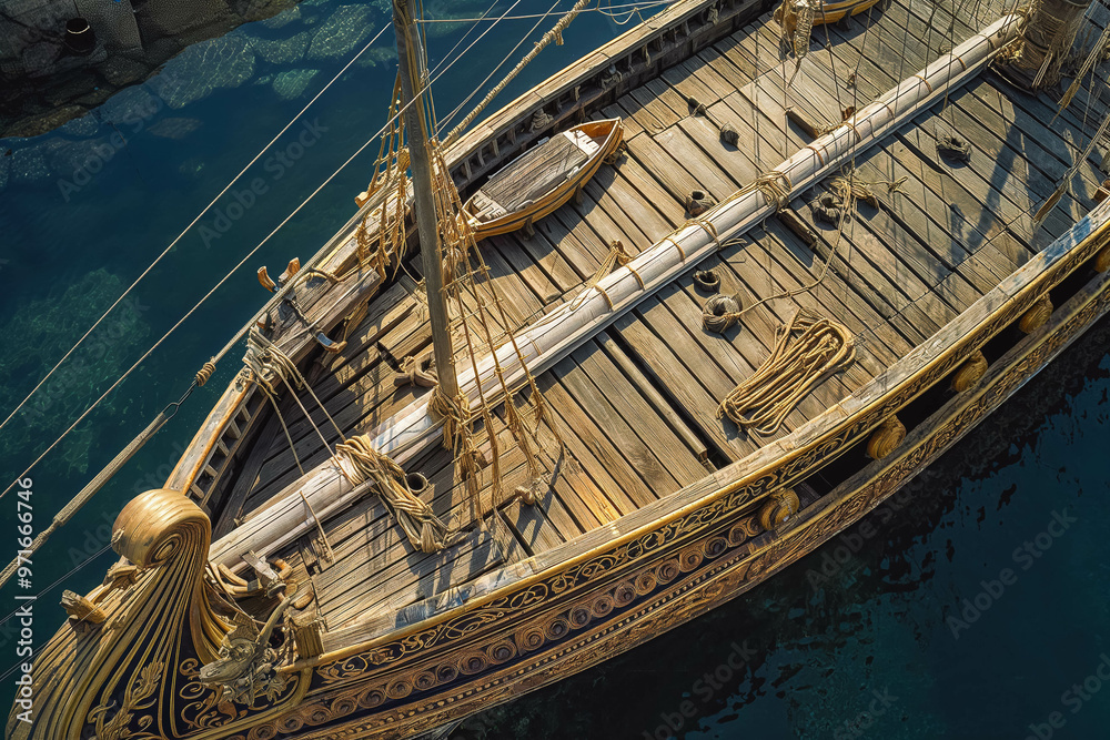 Aerial detail photo of ancient Greek warship full scale replica Trireme ...