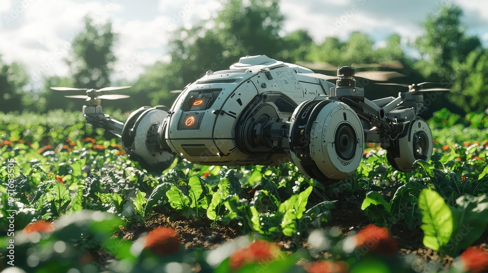 An AI-powered autonomous farm with robotic harvesters and drones ...