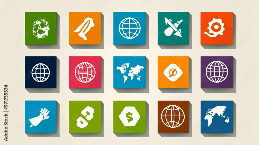 "Sustainable Development global goals vector design featuring a set of ...