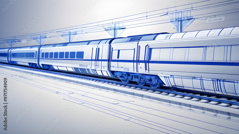 High Speed Train Carriage 3D illustration in motion City Transport ...