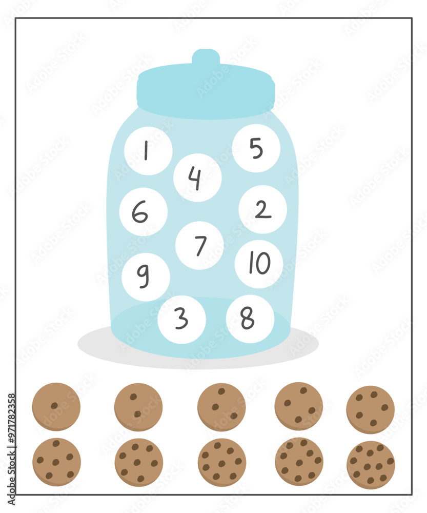 Cookies number matching worksheet for kindergarten, cookie counting ...