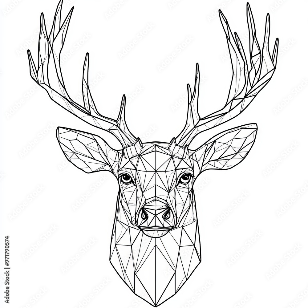 The geometric deer illustrates the majestic animal in a striking and ...
