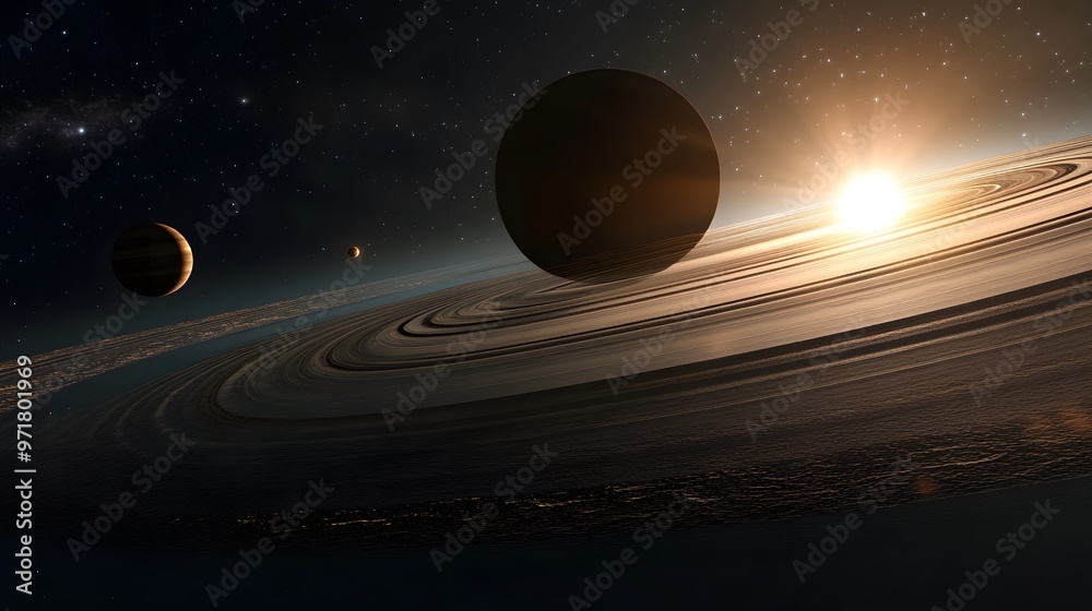 Solar System with Rings: The solar system featuring planets with rings ...