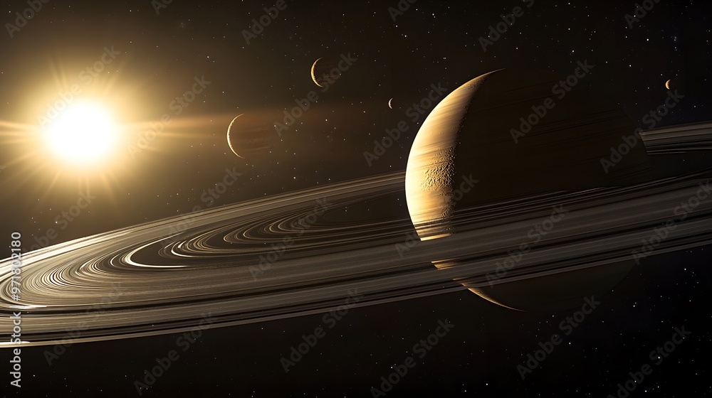 Solar System with Rings: The solar system featuring planets with rings ...