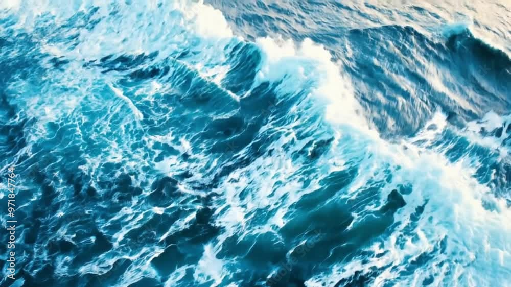 Motion of Flowing ocean currents captured from above, forming natural ...