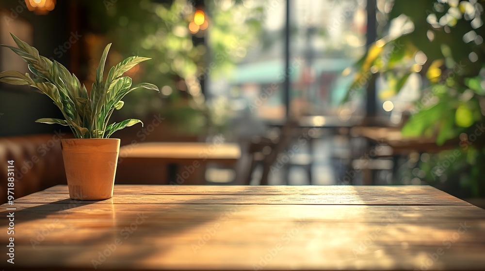 Blurry cafe restaurant or coffee shop background and perspective view ...