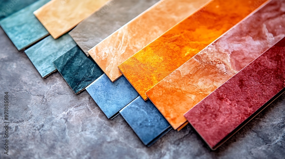 Samples of tiles made of Ethylene vinyl acetate of different colors for ...