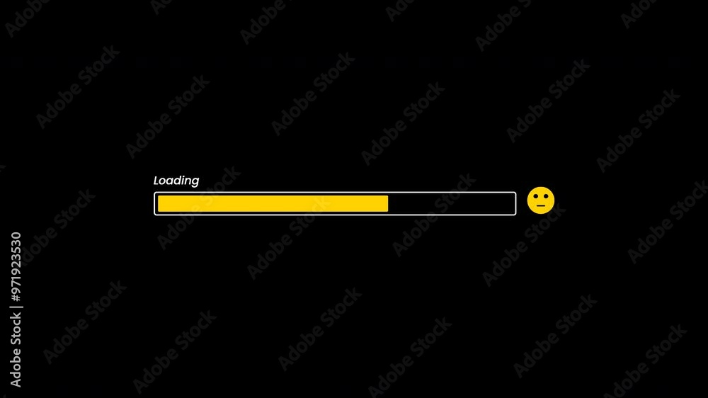 Loading bar animation with emoticon expressions transitioning from a ...
