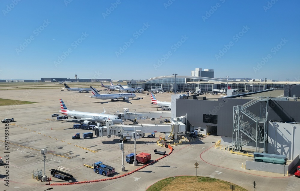 Exterior view of American Airlines aircraft at Dallas Ft. Worth ...