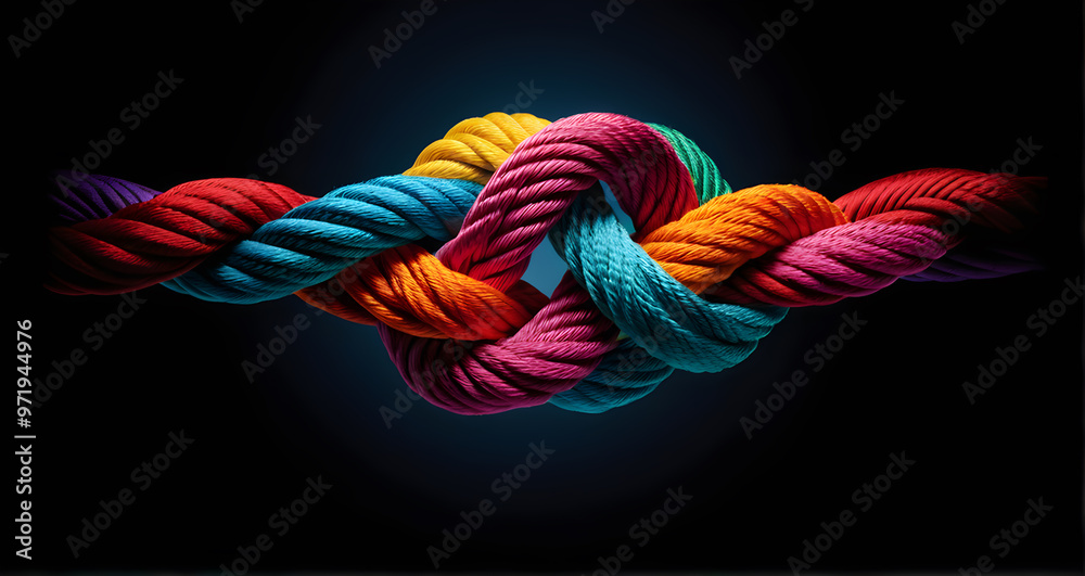 Team rope diverse strength connect partnership together teamwork unity ...