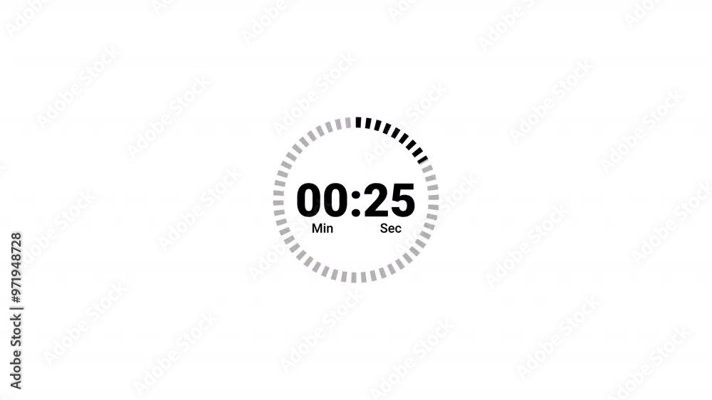 Circle countdown timer thirty seconds animation from 30 to 0 seconds on ...