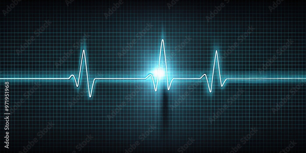Dark background with an electrocardiogram pattern, electrocardiogram ...