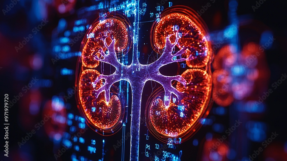 An illustration of the renal system showing how kidneys filter blood to ...