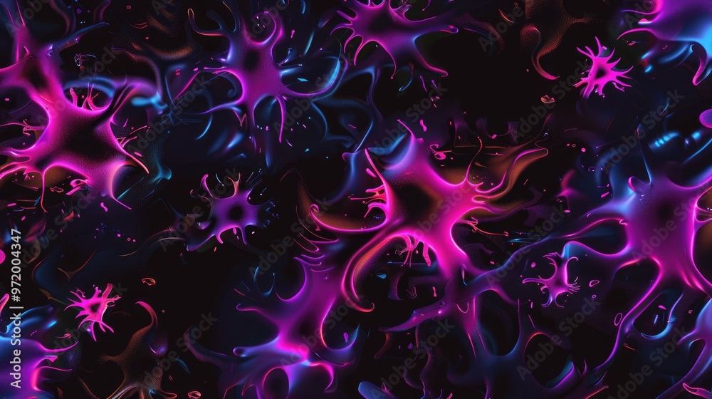 The picture of the neon coral in the deep sea while glowing in the ...