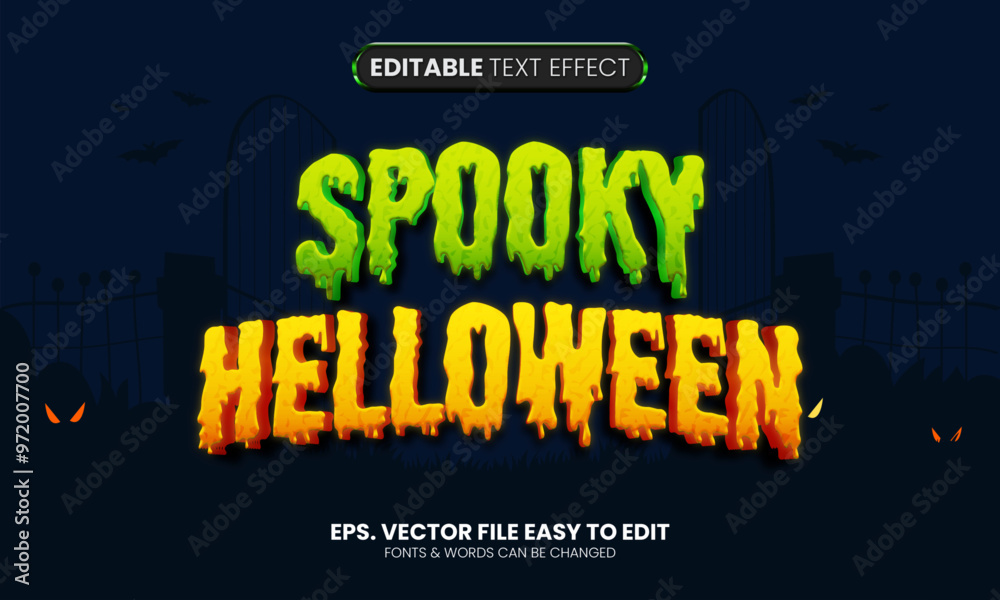 Editable halloween theme text effect, spooky text style Stock Vector ...