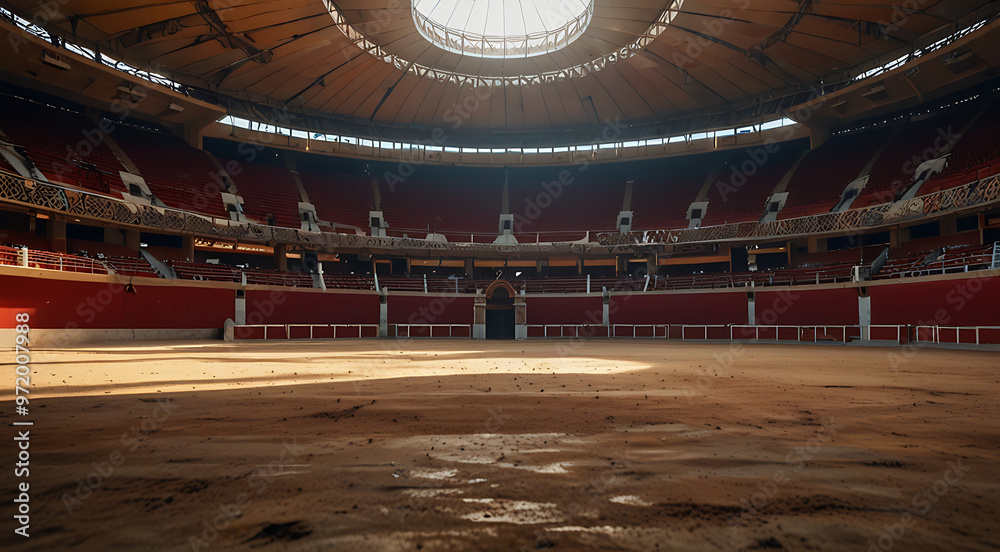 Round empty bullfight arena stadium with wide perspective. bullring for ...