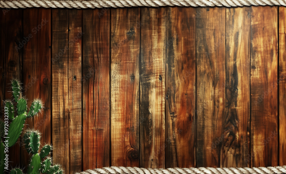 A Wild West theme background with rustic wood planks, a rope and a ...