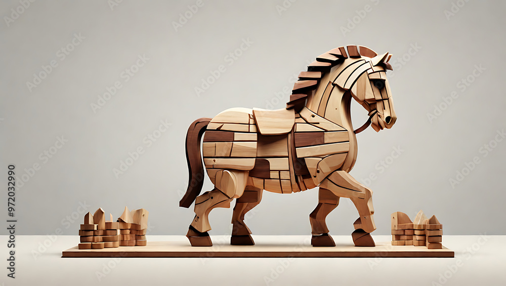 "A minimal illustration of the Trojan Horse, with small abstract ...