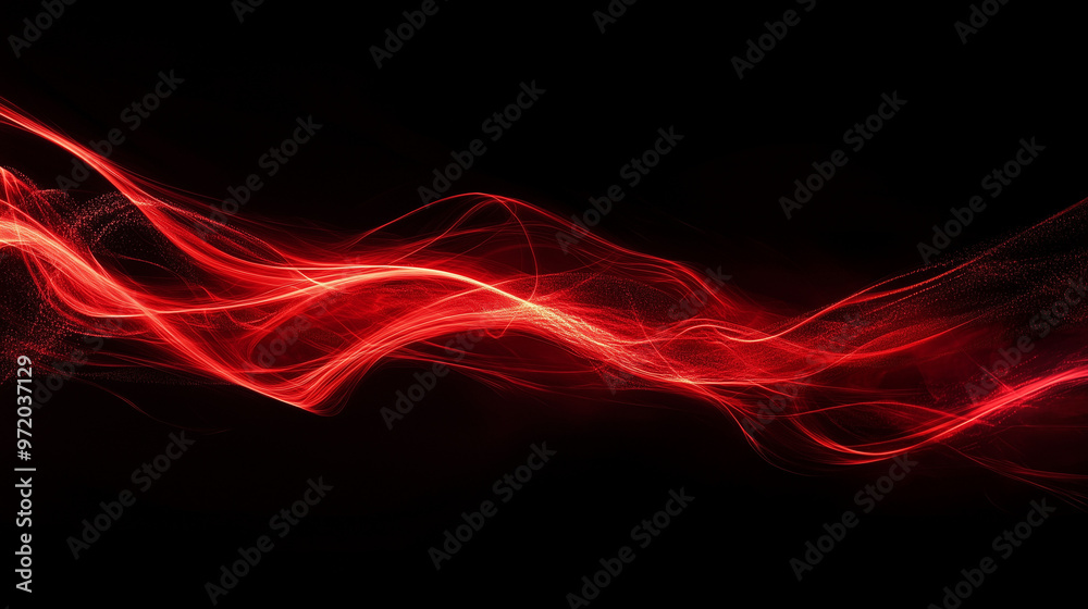 Red energy waves on a black background, digital art style, high ...