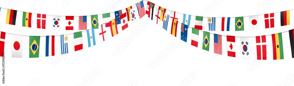 International football party flags animation with various countries ...