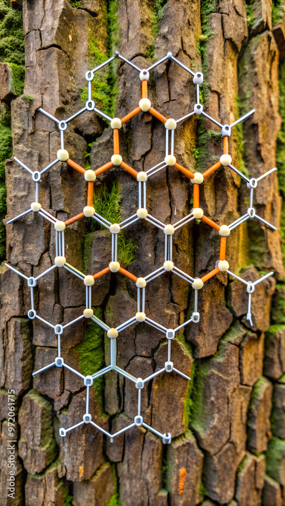 Quinine malaria drug molecule. Isolated from cinchona tree bark ...