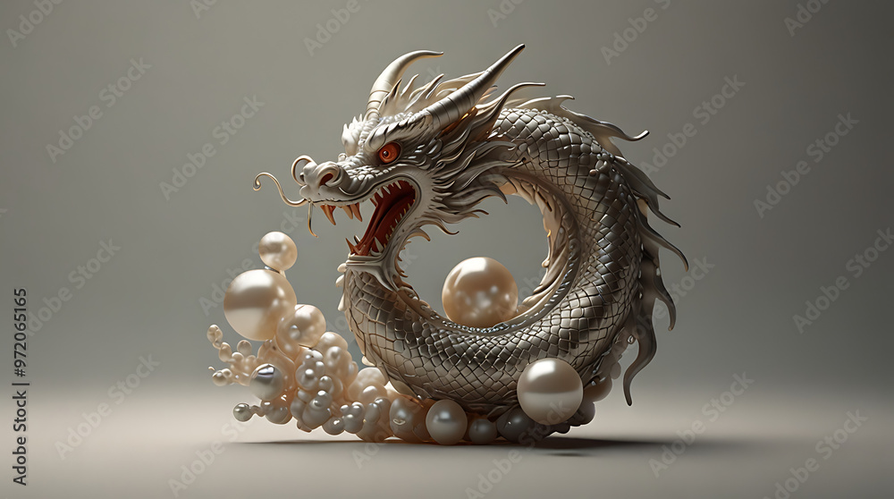 A simple design of the Chinese dragon coiling around a pearl ...