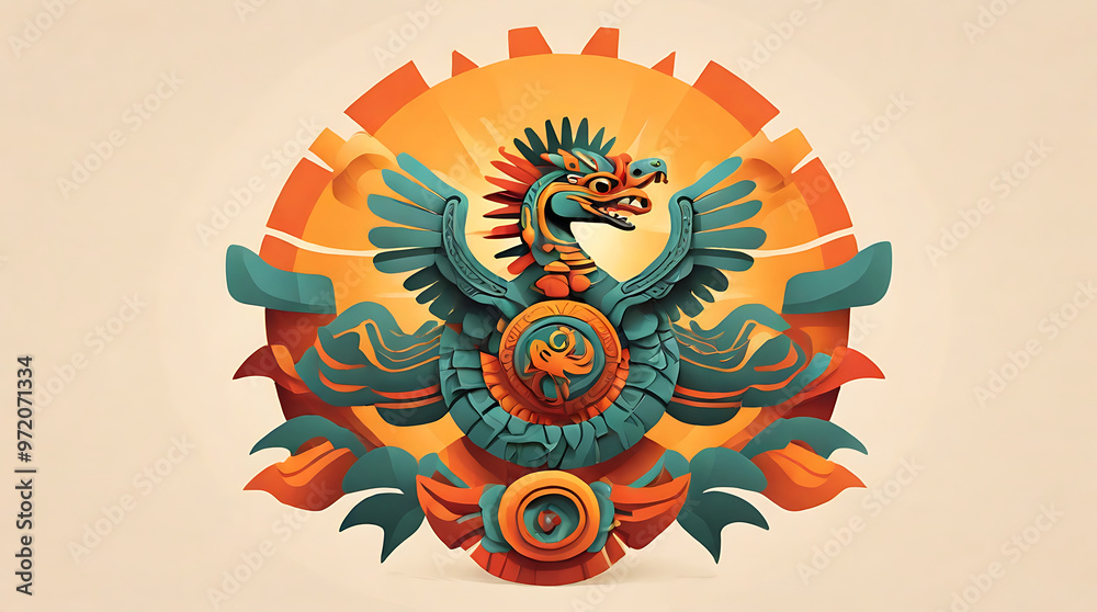 A minimal illustration of the Aztec god Quetzalcoatl, the feathered ...