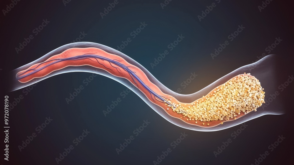 Cross-section of the human digestive system showing the esophagus ...