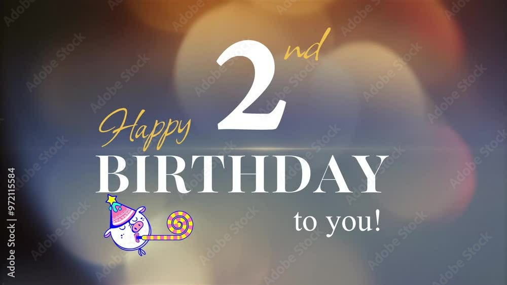 2nd Happy Birthday, with gold particles Background, 2nd Year Happy ...