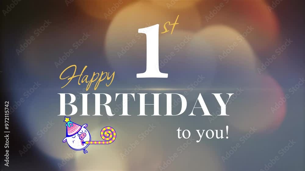 1st Happy Birthday, with gold particles Background, 1st Year Happy ...