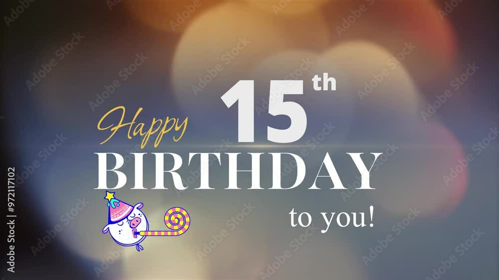 15th Happy Birthday, with gold particles Background, 15th Year Happy ...