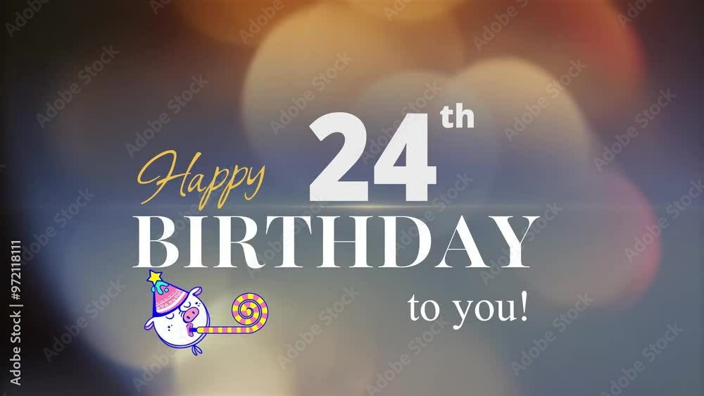 24th Happy Birthday, with gold particles Background, 24th Year Happy ...