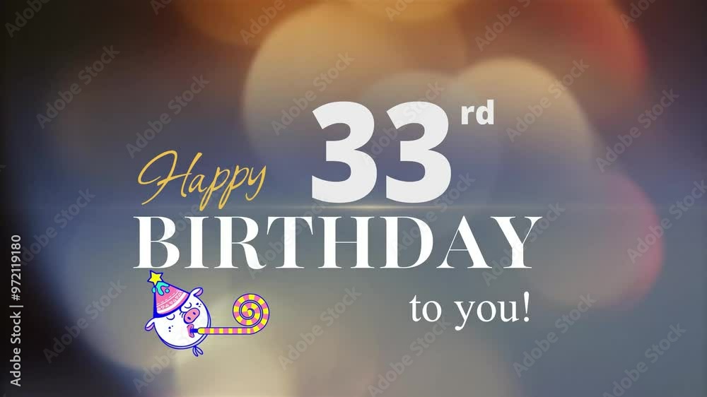 33rd Happy Birthday, with gold particles Background, 33rd Year Happy ...