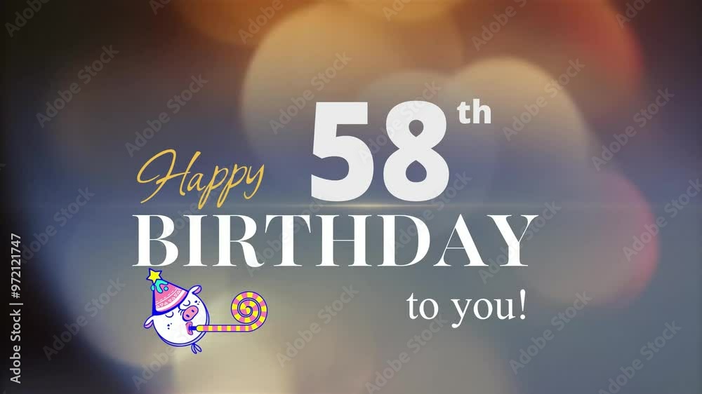 58th Happy Birthday, with gold particles Background, 58th Year Happy ...