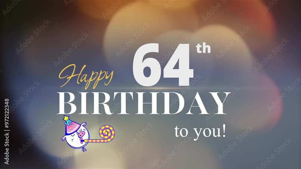 64th Happy Birthday, with gold particles Background, 64th Year Happy ...