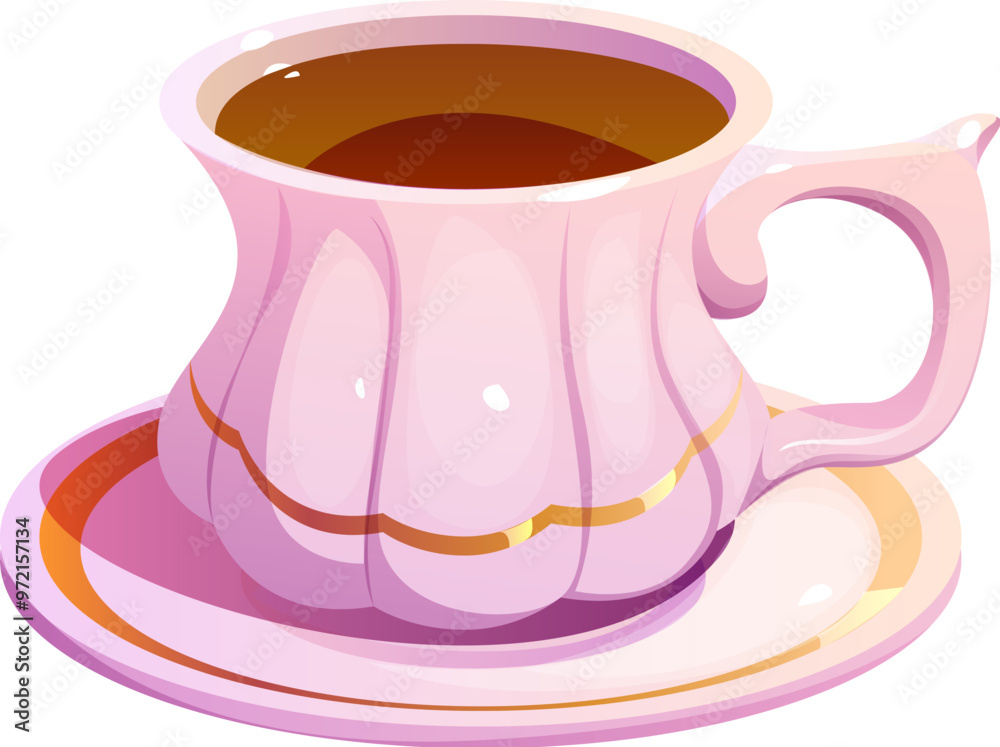 Flower herbal, fruit and berry tea cup. Isolated cartoon vector white ...
